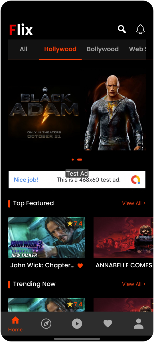 Flix- Android Movie Portal App, Live TV with Subscription System- AdMob, Facebook Also by ...
